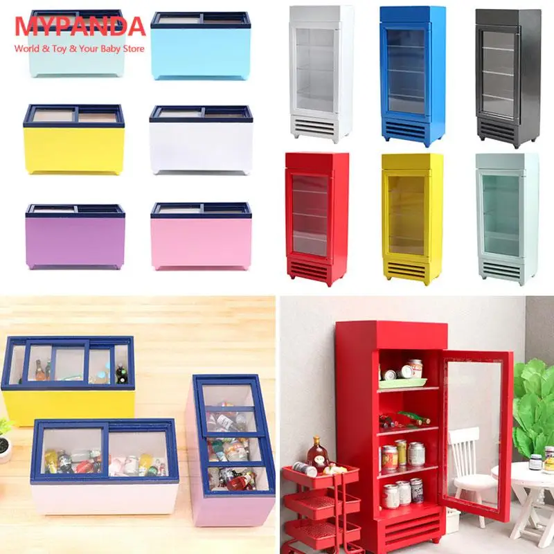 1-12-Dollhouse-Miniature-Color-Freezer-Supermarket-Store-Refrigerator ...