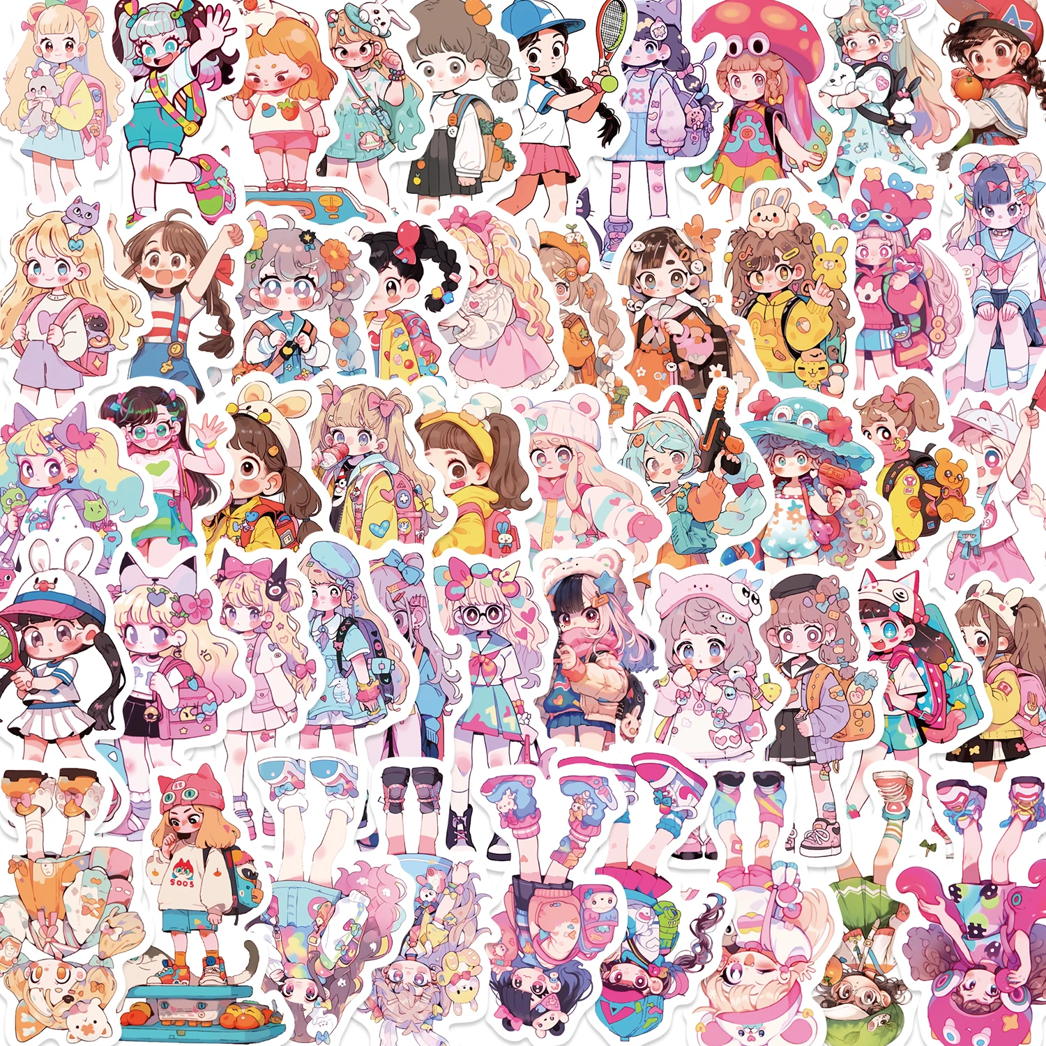50pcs-Beautiful-Girl-Stickers-Fashion-Cartoon-DIY-Skateboard-Phone-Case ...