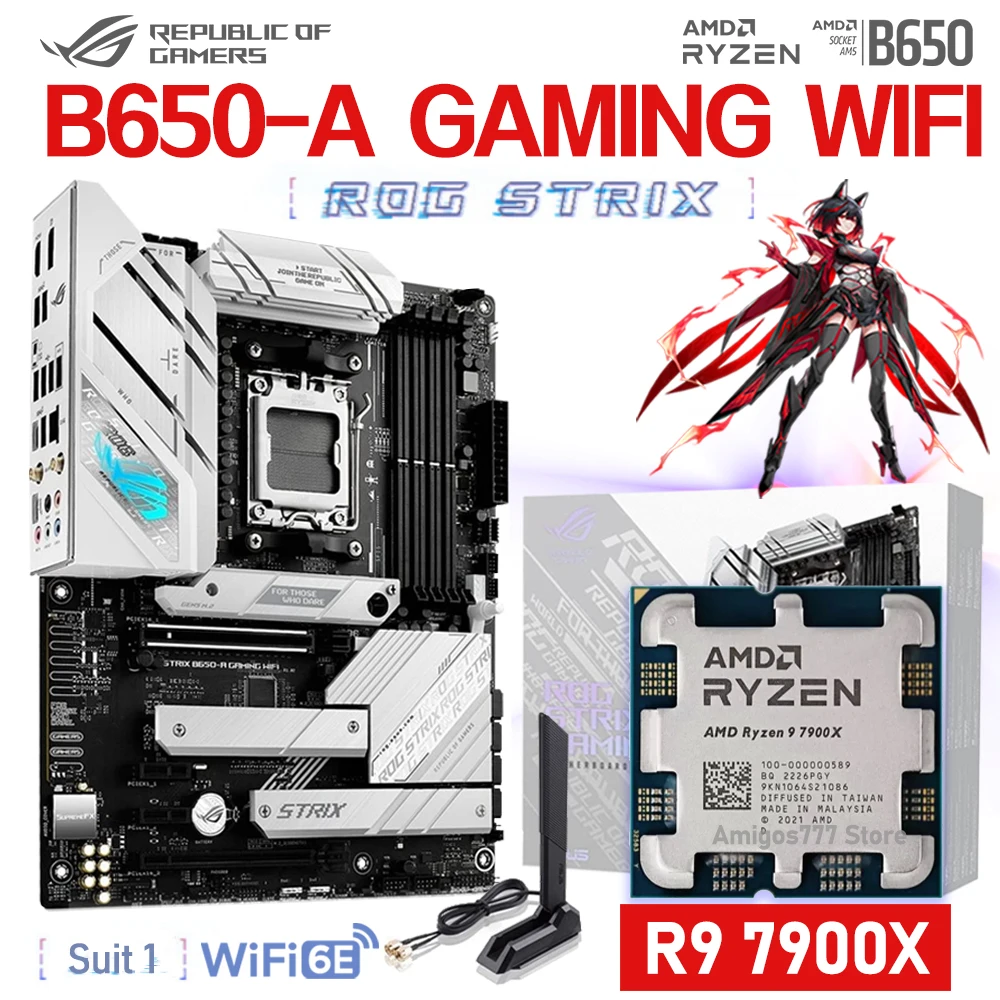 Soquete AM5 Placa Mãe Combo Asus ROG STRIX B650-A GAMING WIFI DDR5 AMD ...