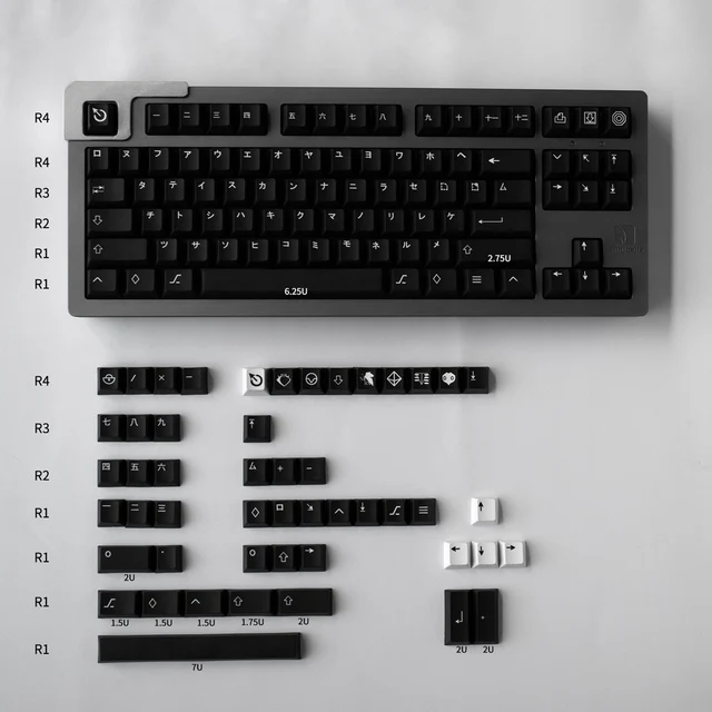 GMK WoB KATAKANA Keycaps for Mechanical Keyboard Black Color PBT Dye ...