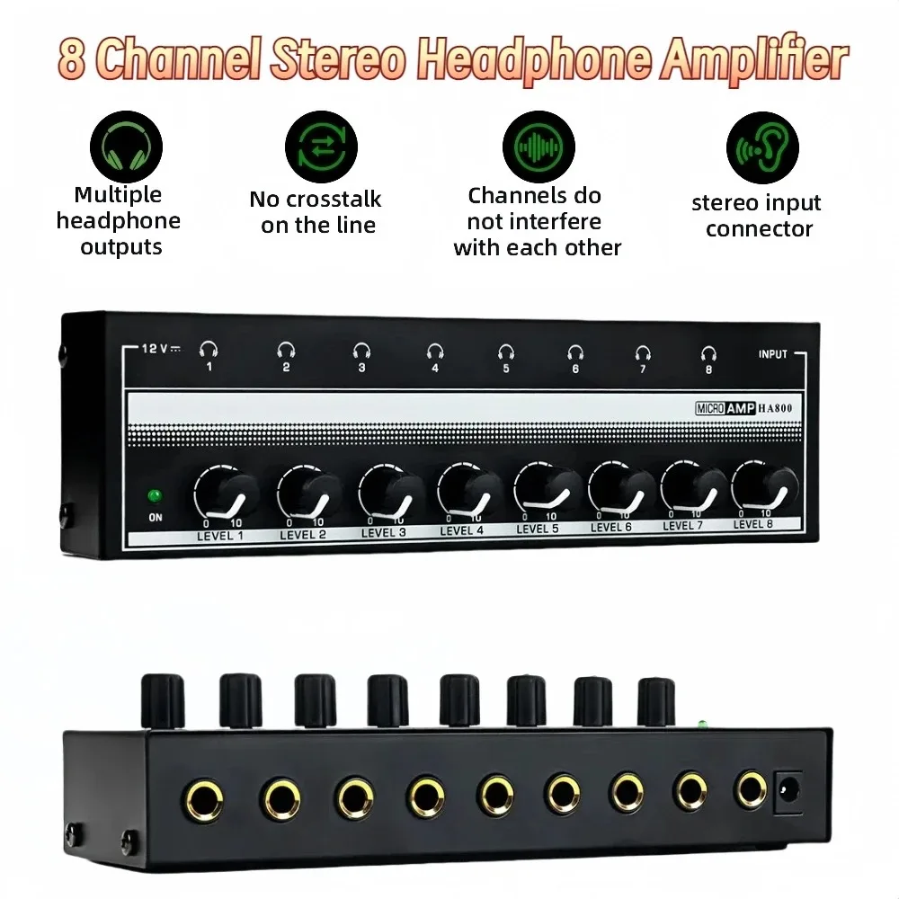 HA800 Mini Amplifier Headphone Amplifier 8 Channels Ultra-Compact ...