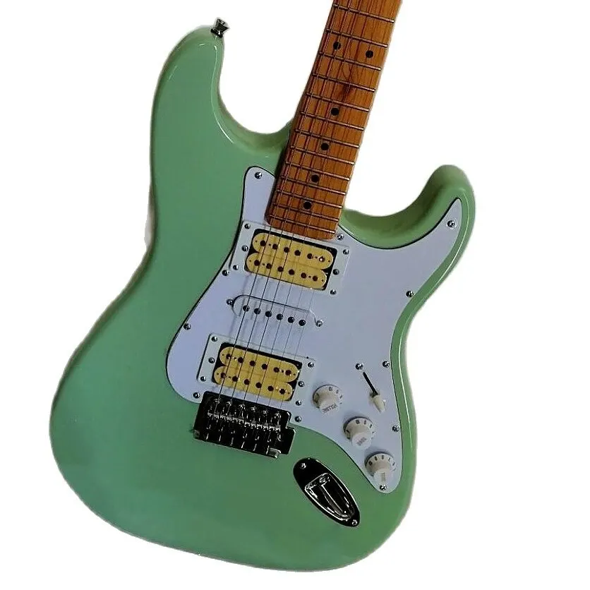 Nuevo-Guitarra-el-ctrica-ST-de-Color-verde-claro-cuerpo-s-lido-diapas-n ...