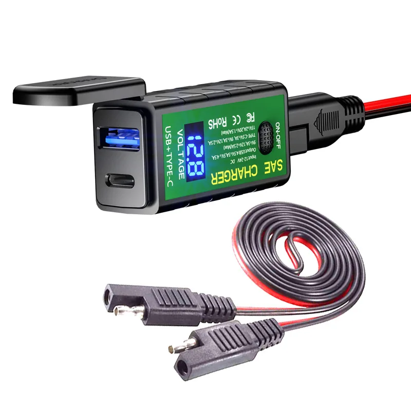 Motorcycle-USB-charger-SAE-to-USB-adapter-36W-dual-USB-C-type-PD-fast ...