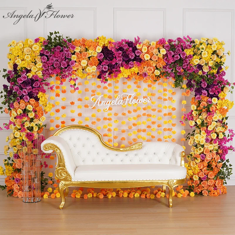 Indian-Style-Orange-Diwali-Rose-Green-Leaves-Flower-Runner-Wedding ...
