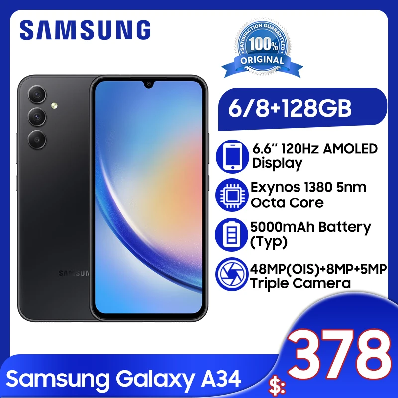 Smartphone-Samsung-Galaxy-A34-5G-Dimens-o-1080-N-cleo-Octa-Tela-Super ...