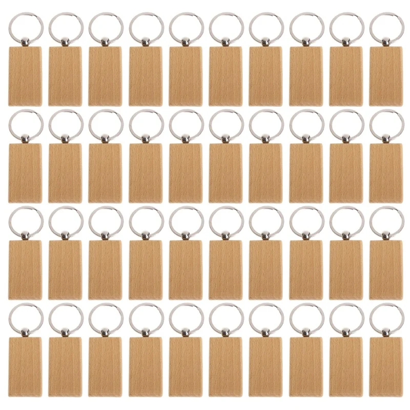 40Pcs-Blank-Rectangle-Wooden-Key-Chain-Diy-Wood-Keychains-Key-Tags-Can ...