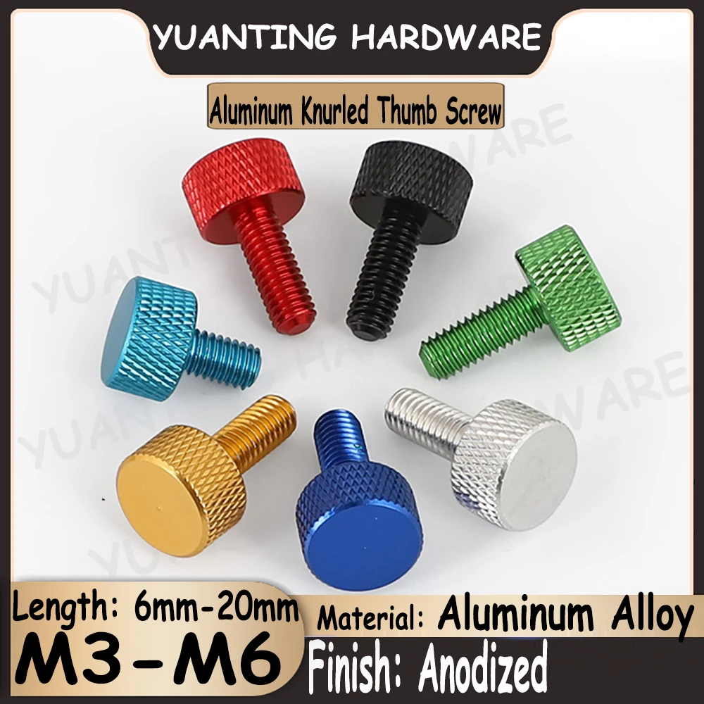 2Pcs-5Pcs M3 M4 M5 M6 Colourful Aluminum Knurled Hand Tighten Thumb ...