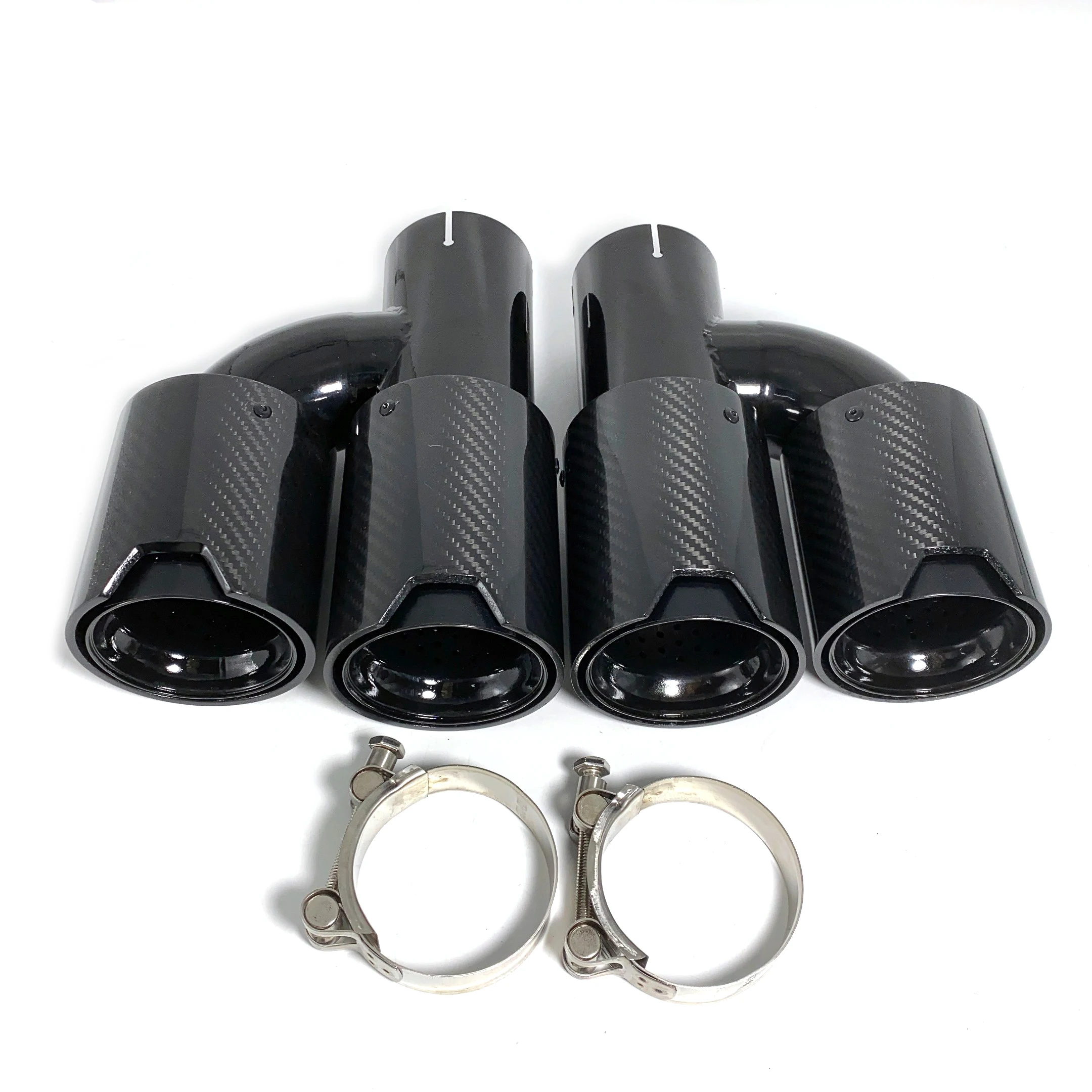 1Pair-H-Style-Dual-Outlet-Muffler-Tip-Black-Stainless-Universal-M ...