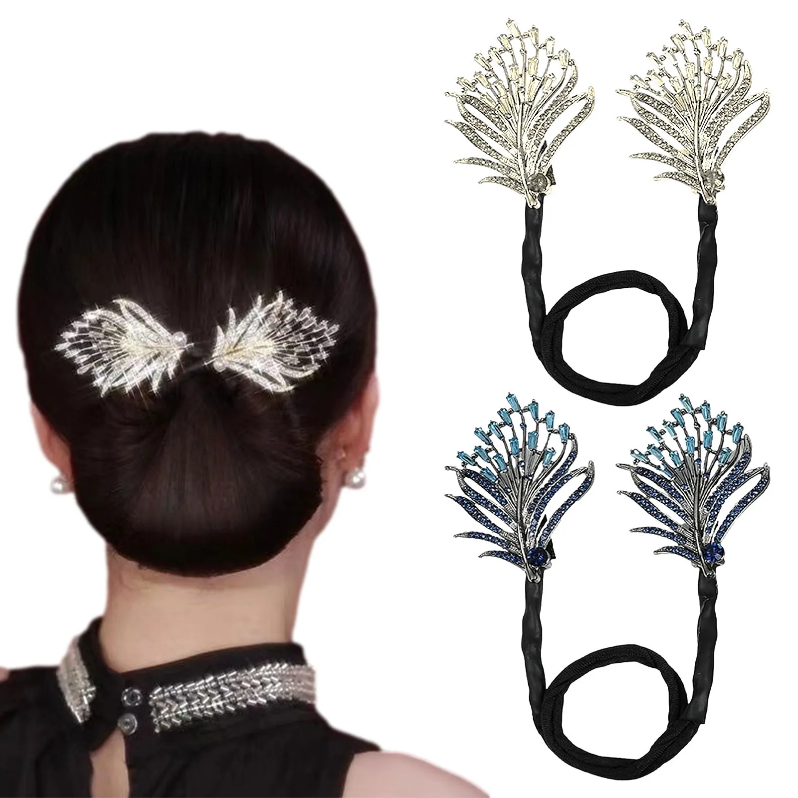 Rhinestone-Flower-Hair-Clip-Elegant-Lazy-Hair-Curler-Bun-Clips-Bun-Hair ...