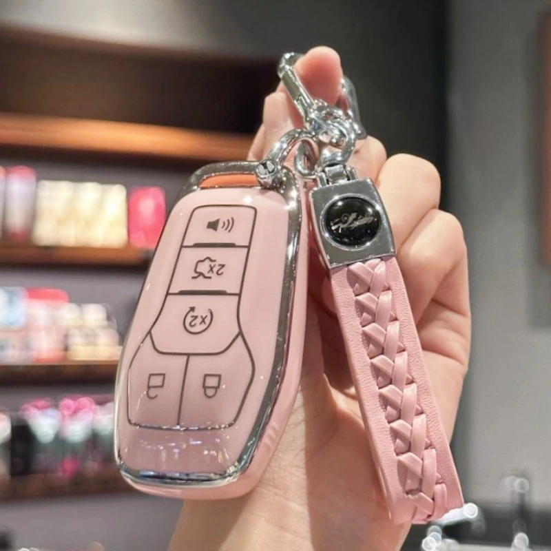 Key-Fob-Cover-with-Keychain-For-Ford-Fusion-Mustang-F150-Edge-Explorer ...