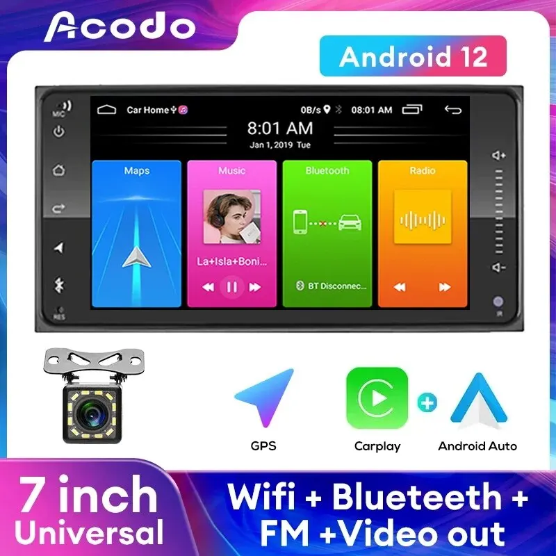 Acodo 2 Din Android 12 Universal 7Inch Car Radio For Toyota GPS ...
