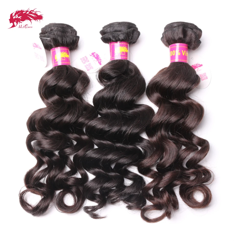 Ali Queen Hair Brazilian Natural Wave Raw Virgin Hair 3/4Pcs Human Hair ...