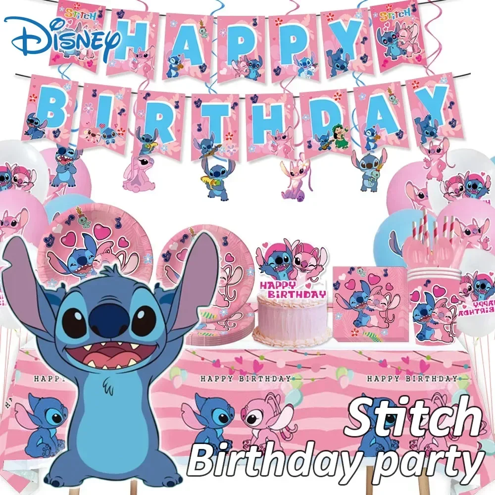 Disney-Pink-Lilo-Stitch-Birthday-Party-Decorations-Cartoon-Stitch ...