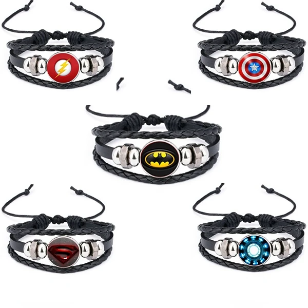 Pu Leather Charm Bracelet | Captain America Bracelet | Marvel Leather ...