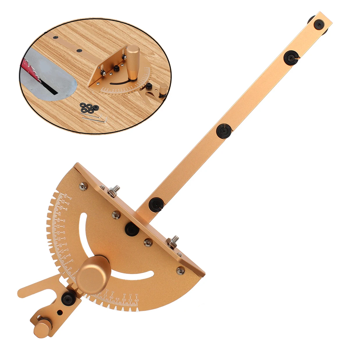 Table Saw Miter Gauge With Aluminum Miter Bar, Standard Slot 3/4'' x 3/ ...