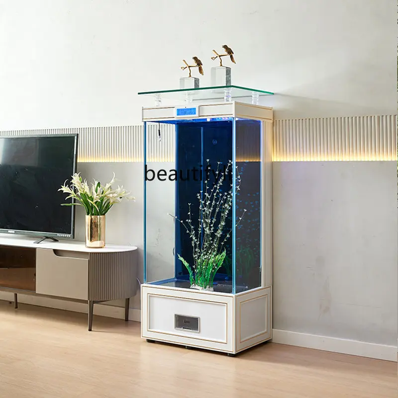 Light-Luxury-Square-Floor-Back-Filter-Fish-Tank-Living-Room-Pillar ...