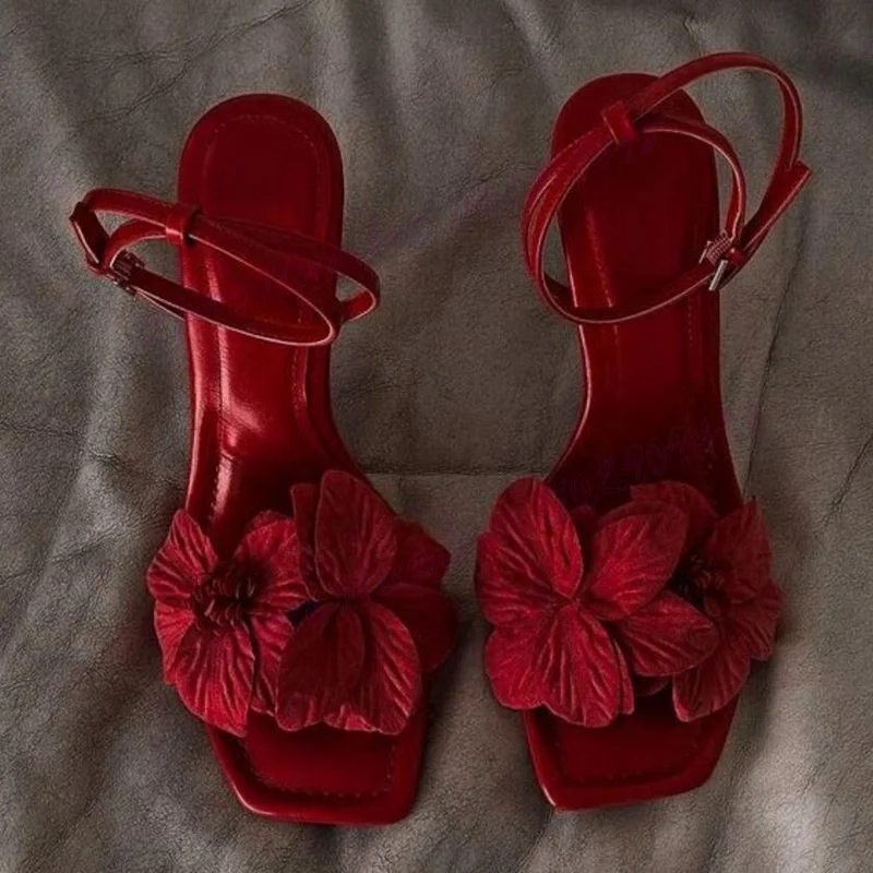 Red-Flower-Decor-Ankle-Strap-Sandals-Open-Toe-Shoes-for-Women-Stilettos ...