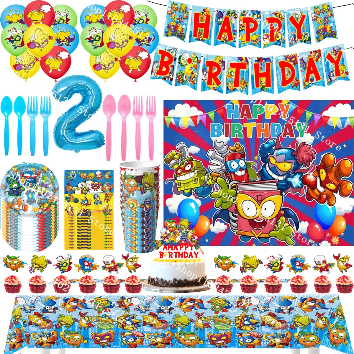 Superthings Birthday Party Decoration Banner Balloon Backdrop ...