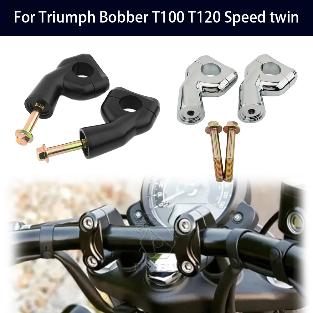 Handlebar-Bar-Riser-Clamps-Adapter-Lift-30mm-for-Triumph-Bobber-Black ...