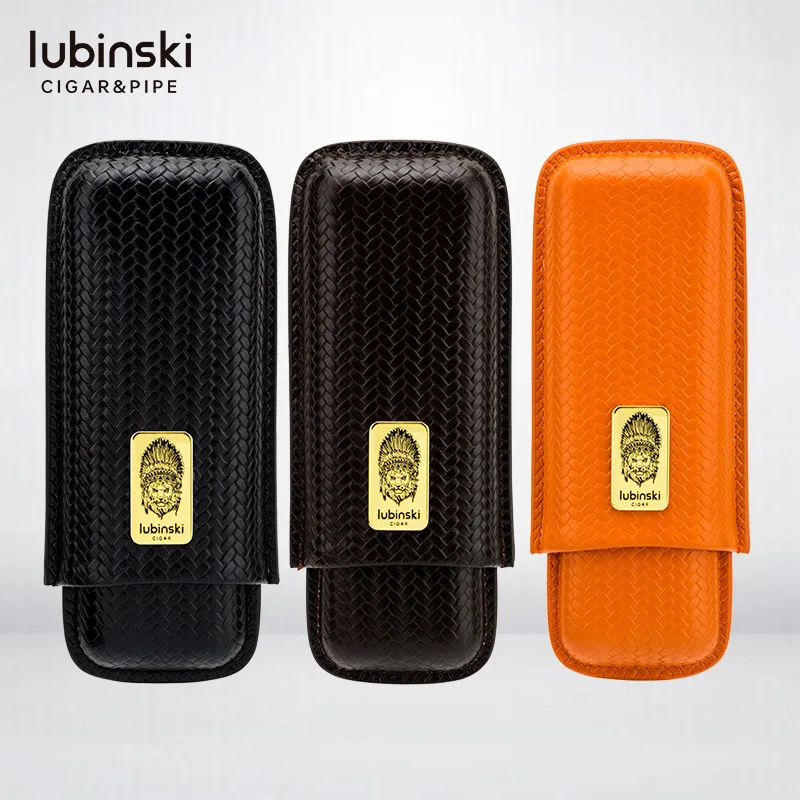 LUBINSKI Cigar Case Travel Humidor Portable 2 Holder Cigar Storage Bag ...