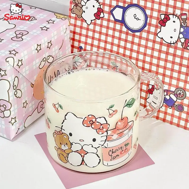 Original Hello Kitty Cinnamoroll Kuromi Mymelody Glass Cup Kawaii ...