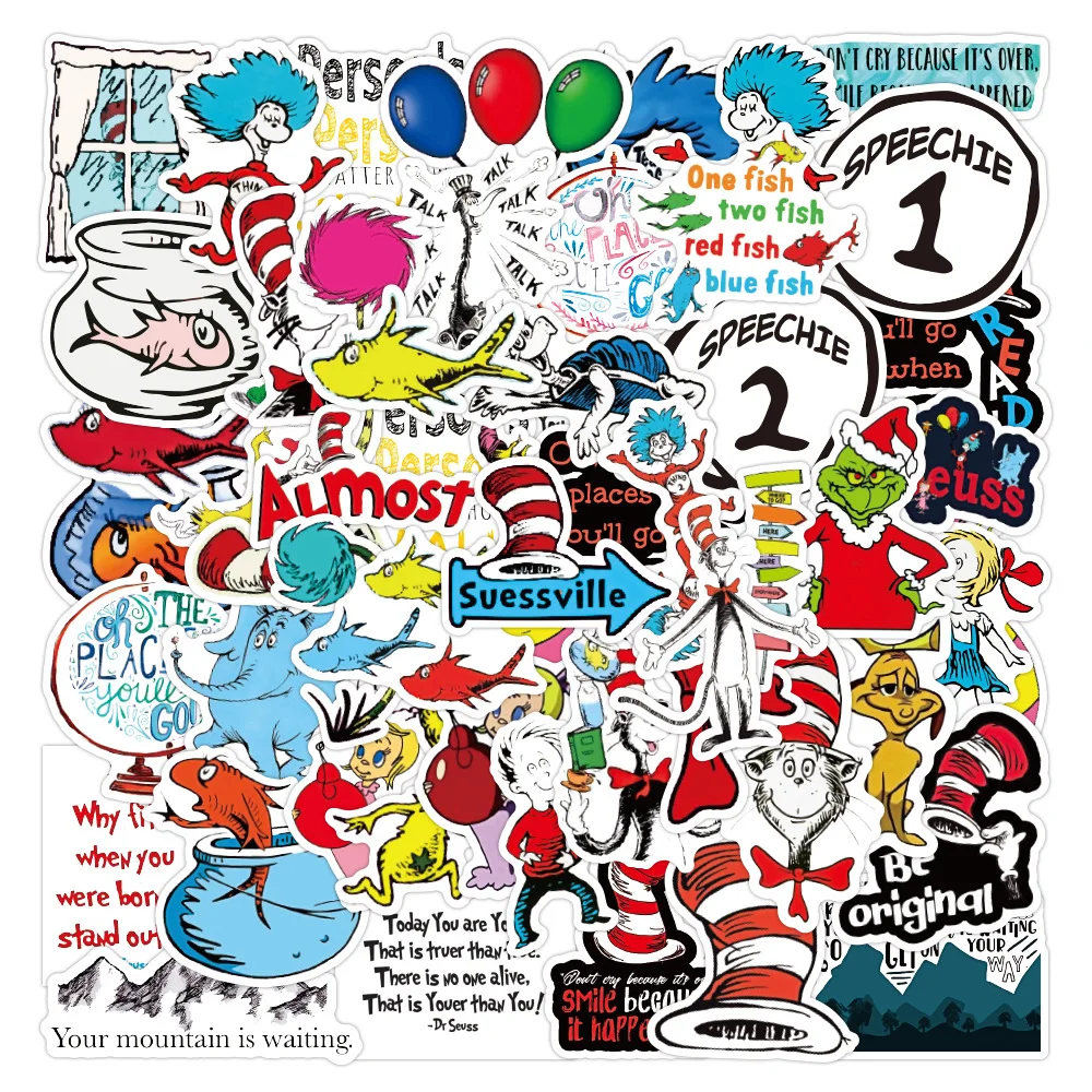 50pcs-Dr-Seuss-Cool-Cartoon-Stickers-Vinyl-Waterproof-Stickers-For ...