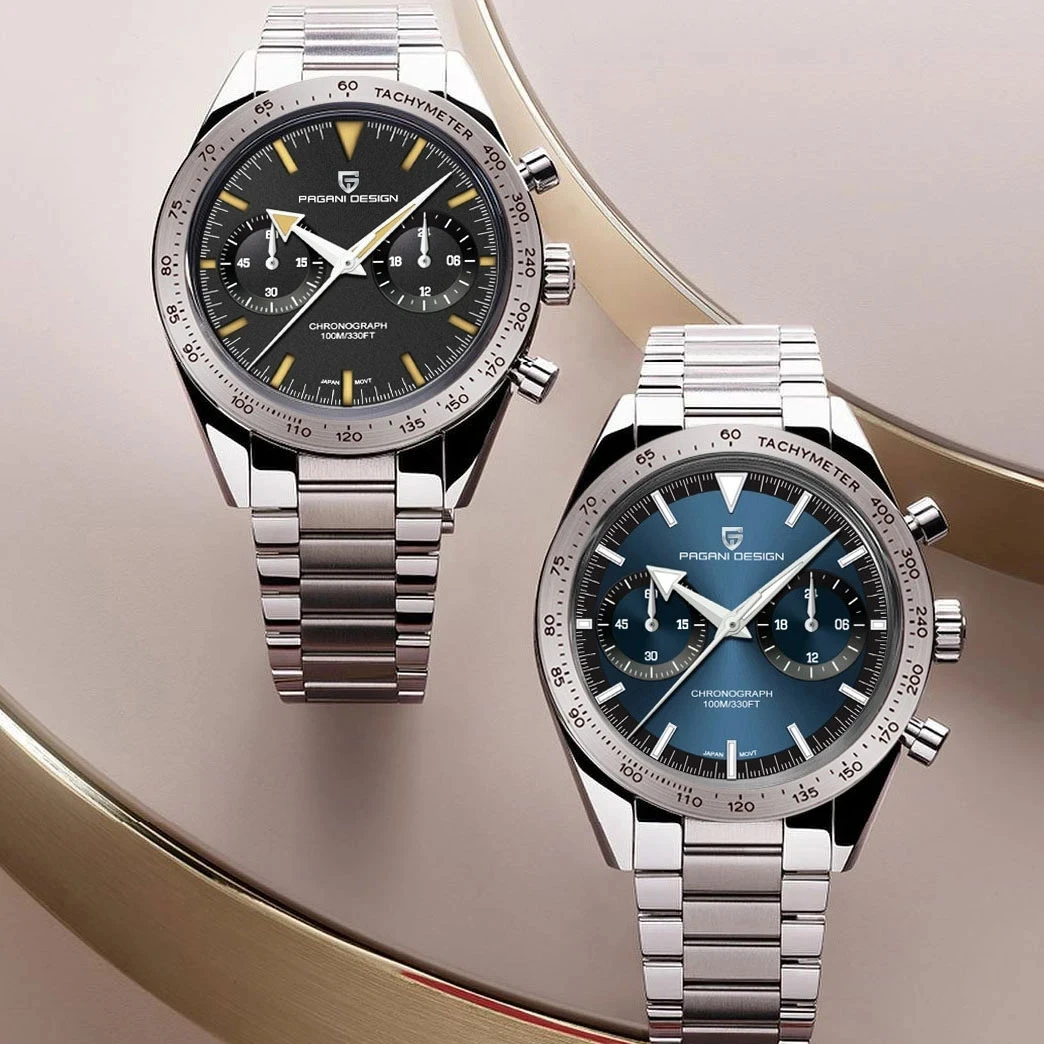 PAGANI DESIGN New 1957 Retro Luminous Moon Watch men Quartz speed Sport ...