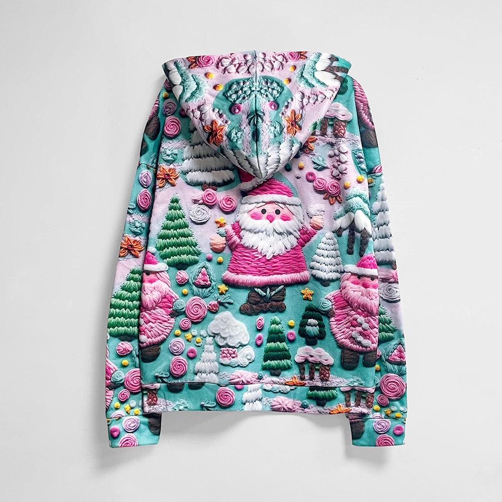 Santa-Claus-Pattern-Women-s-Hoodie-Designer-No-Pockets-Fashion-Women-s ...