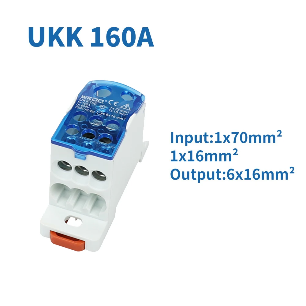 1Pc UKK160A UKK-160A Junction 1 In 6 Out Universal Wire Electrical Connector Din Rail Terminal ...
