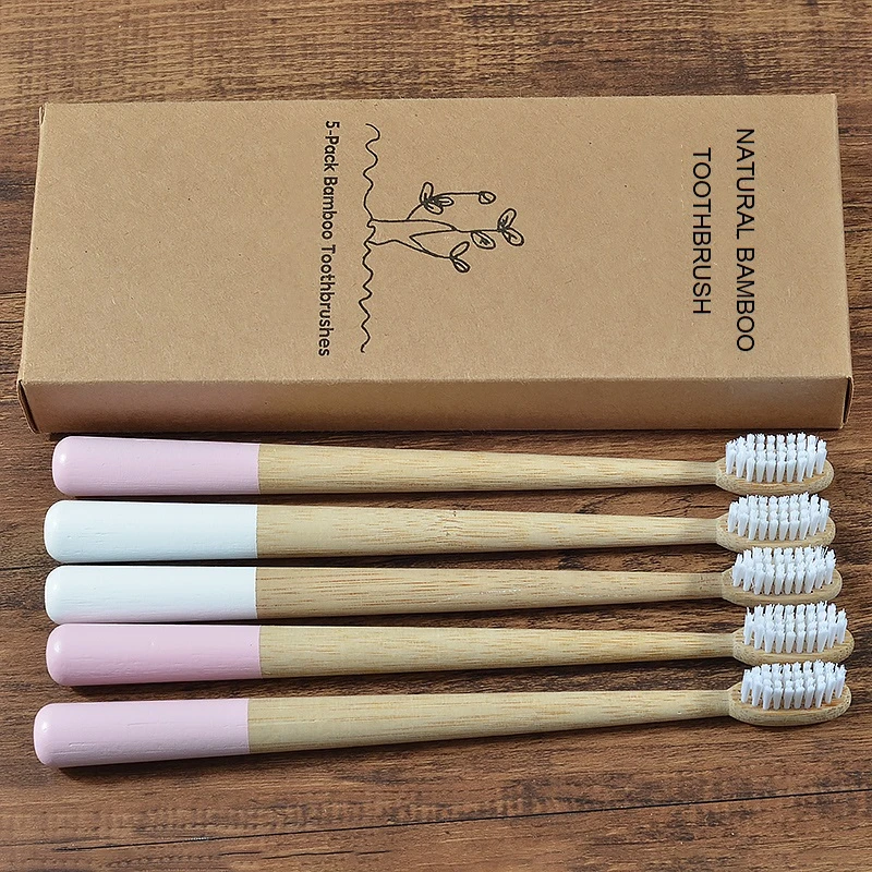 New 5-Pack DuPont Bristles Toothbrush Eco Friendly Bamboo Toothbrush ...