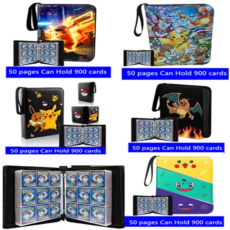 Álbum de piel de PU Pokemon 900, tarjetas de Juego de piezas, carpeta ...