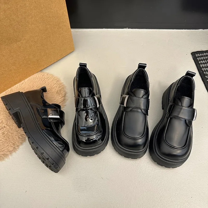 Niche Black Big Head Shorty Le Platform Heightening Loafers 2025 Autumn ...