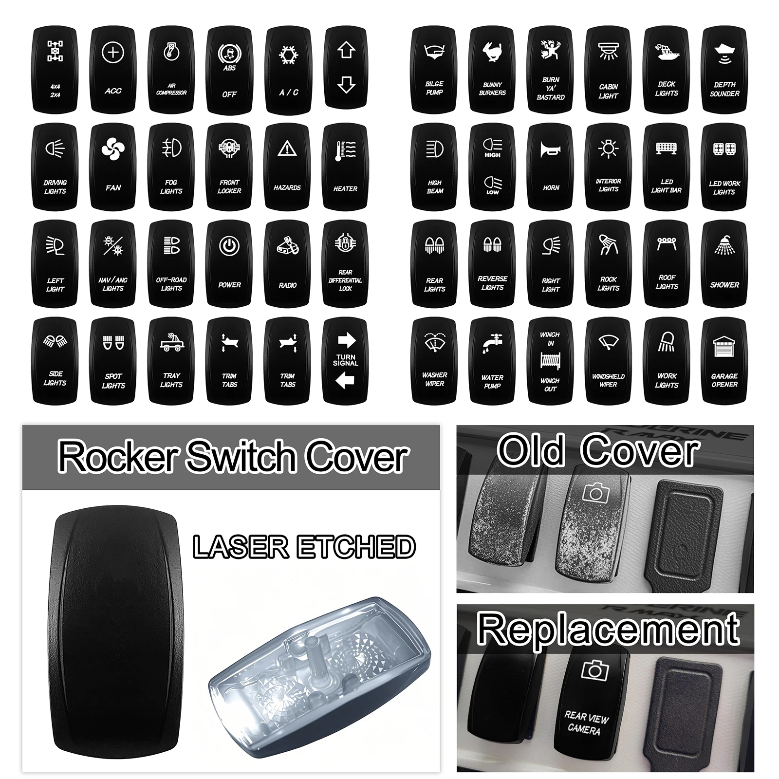Laser Etched Rocker Switch Cover (No Body) for Carling ARB Rocker ...