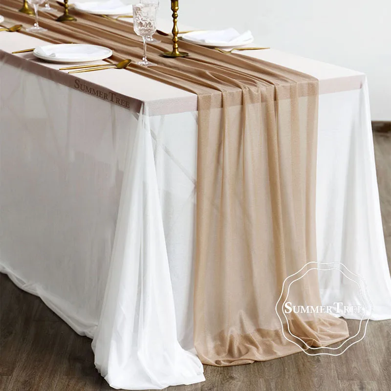Sheer-Table-Runner-Light-Brown-Khaki-Elegant-Wedding-Rustic-Mariage ...