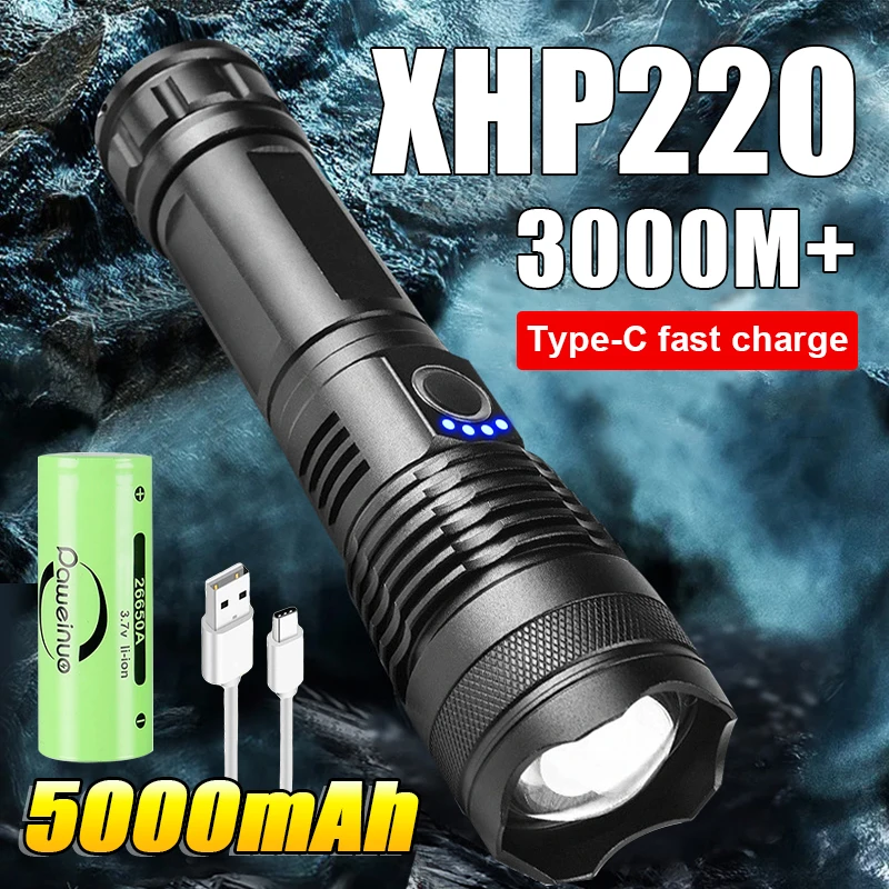 Newest-Powerful-Flsahlight-XHP220-High-Power-Led-Flashlights-Usb ...
