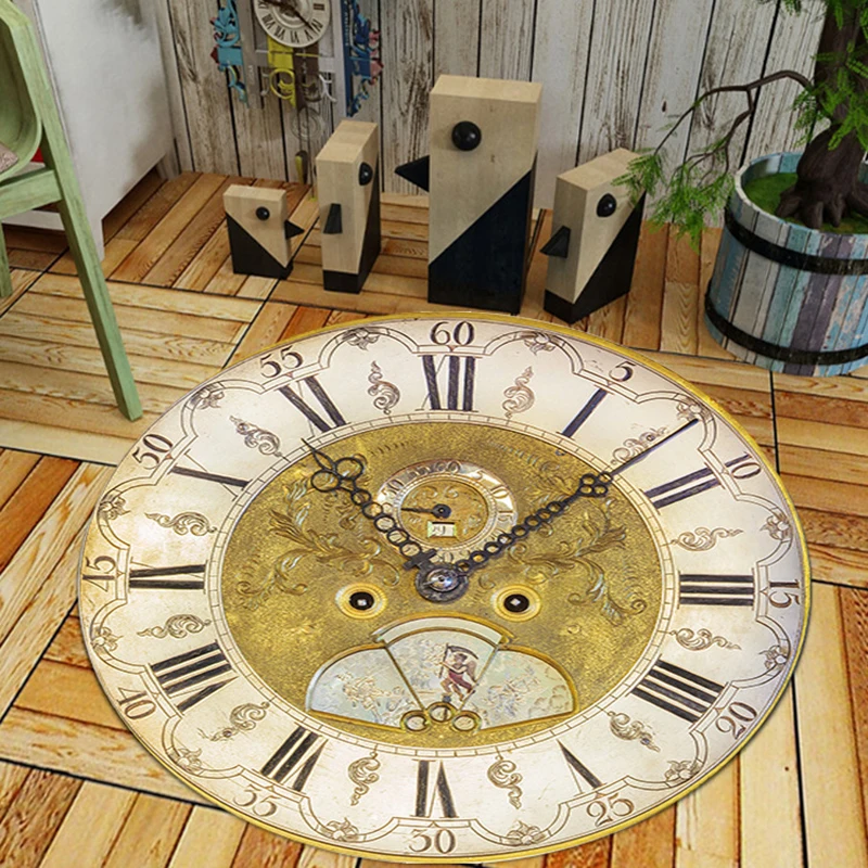 New Carpet Abstract 3d Printed Carpet Clock Mall Store Decor Round ...