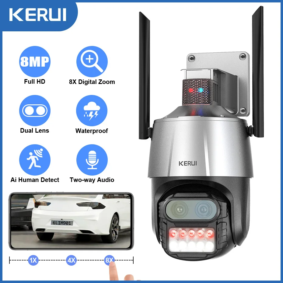 KERUI-cam-ra-de-surveillance-d-me-ext-rieure-PTZ-IP-hd-8MP-4K ...