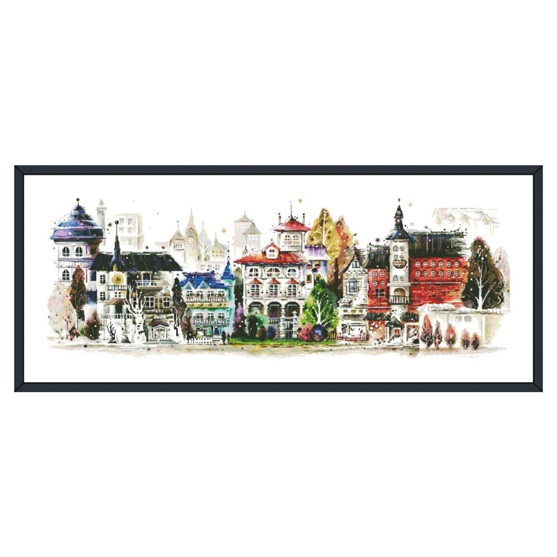 Castle-cross-stitch-kit-seasons-snow-winter-18ct-14ct-11ct-white-fabric ...