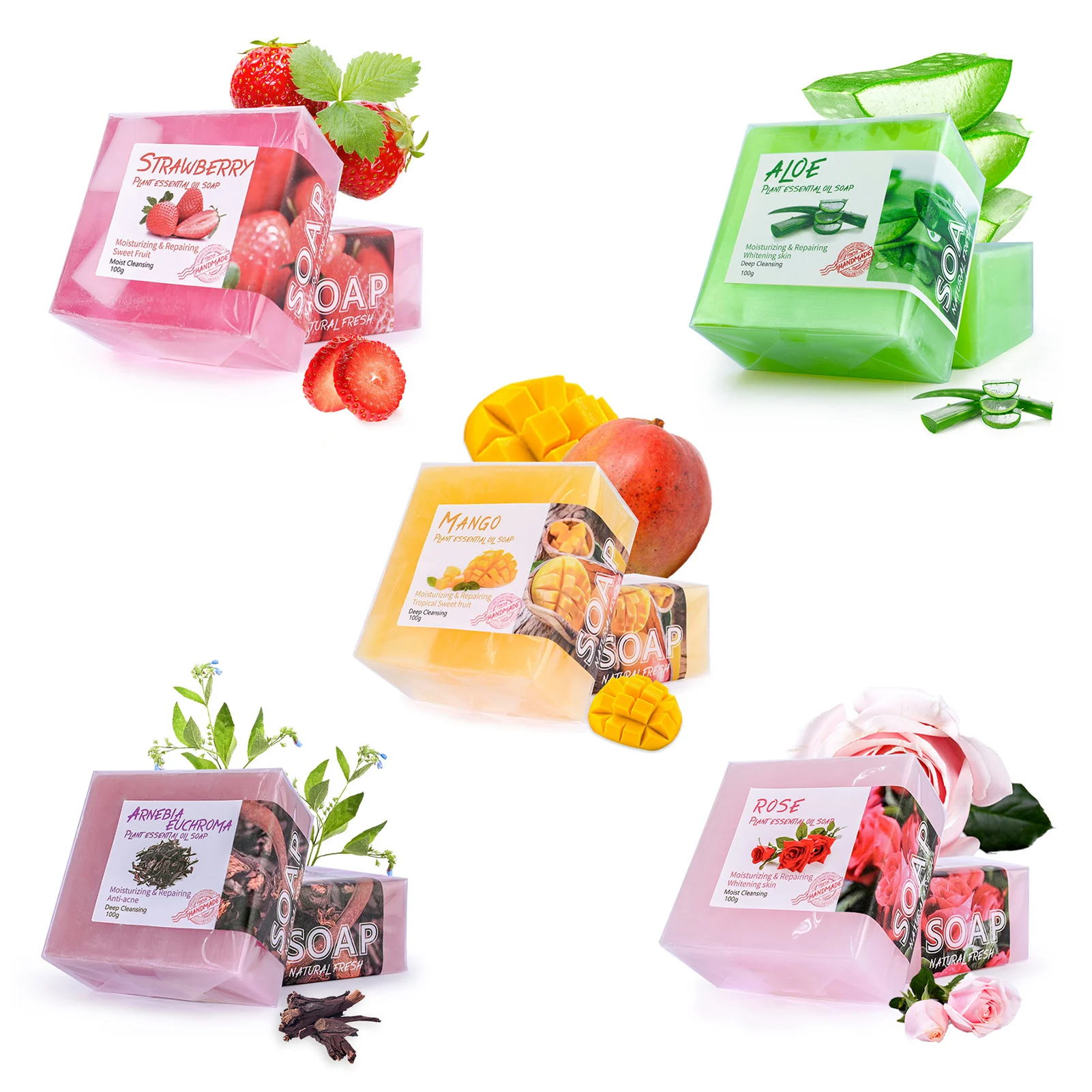 수제 비누 바 선물 세트 향기로운 얼굴과 바디 비누 장인의 천연 에센셜 오일로 제작 된 유기농 성분 남성용