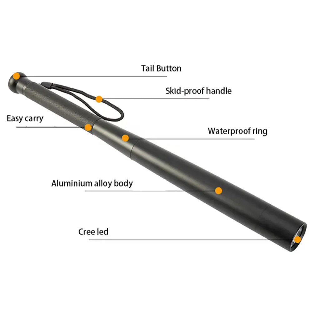 Baseball-Bat-LED-Flashlight-T6-Torch-Super-Bright-Baton-Aluminium-Alloy ...