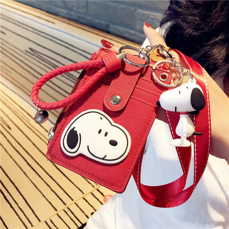 Kawaii-Snoopy-Peanuts-Card-Bag-Cartoon-Long-Rope-Keychain-Cards-Holder ...
