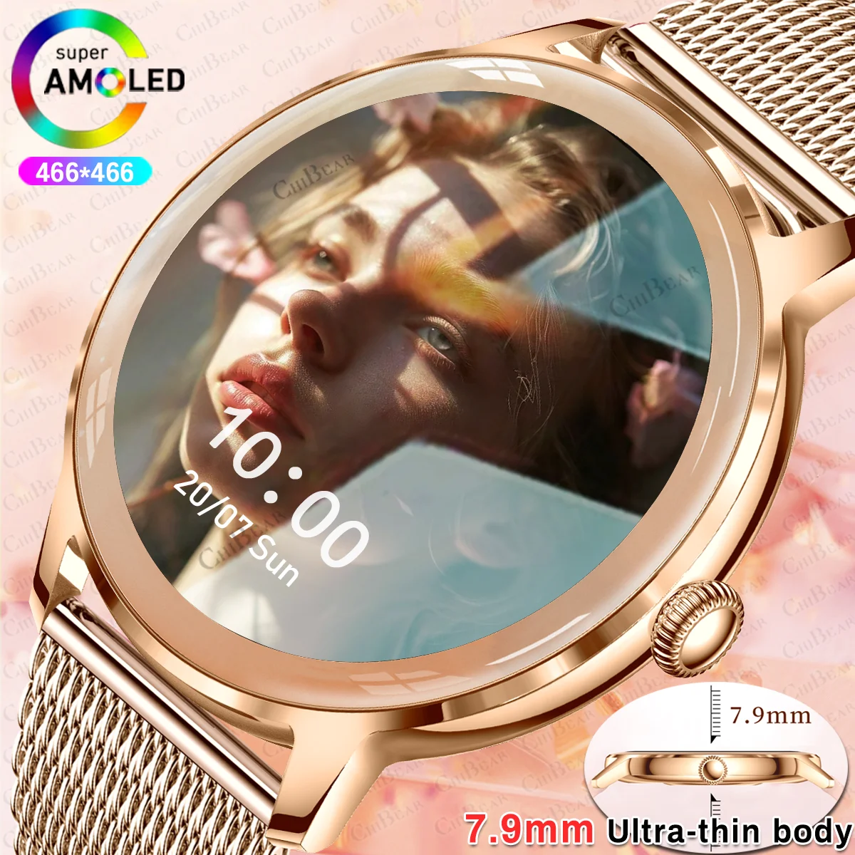 New Smart Watch Women Gift AMOLED HD Screen Heart Rate Monitor Custom ...