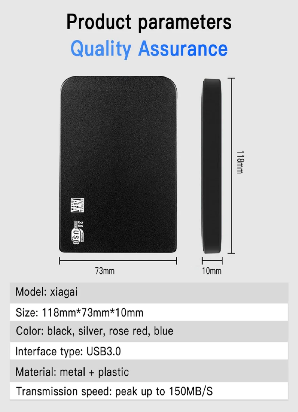 Disque dur externe,Silver 2TB--Mini disque dur SSD portable pour ...