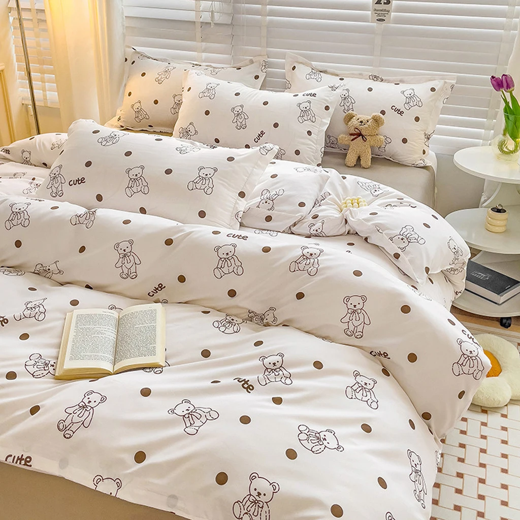 Juego-de-ropa-de-cama-de-oso-de-dibujos-animados-tama-o-King-Queen-Twin ...