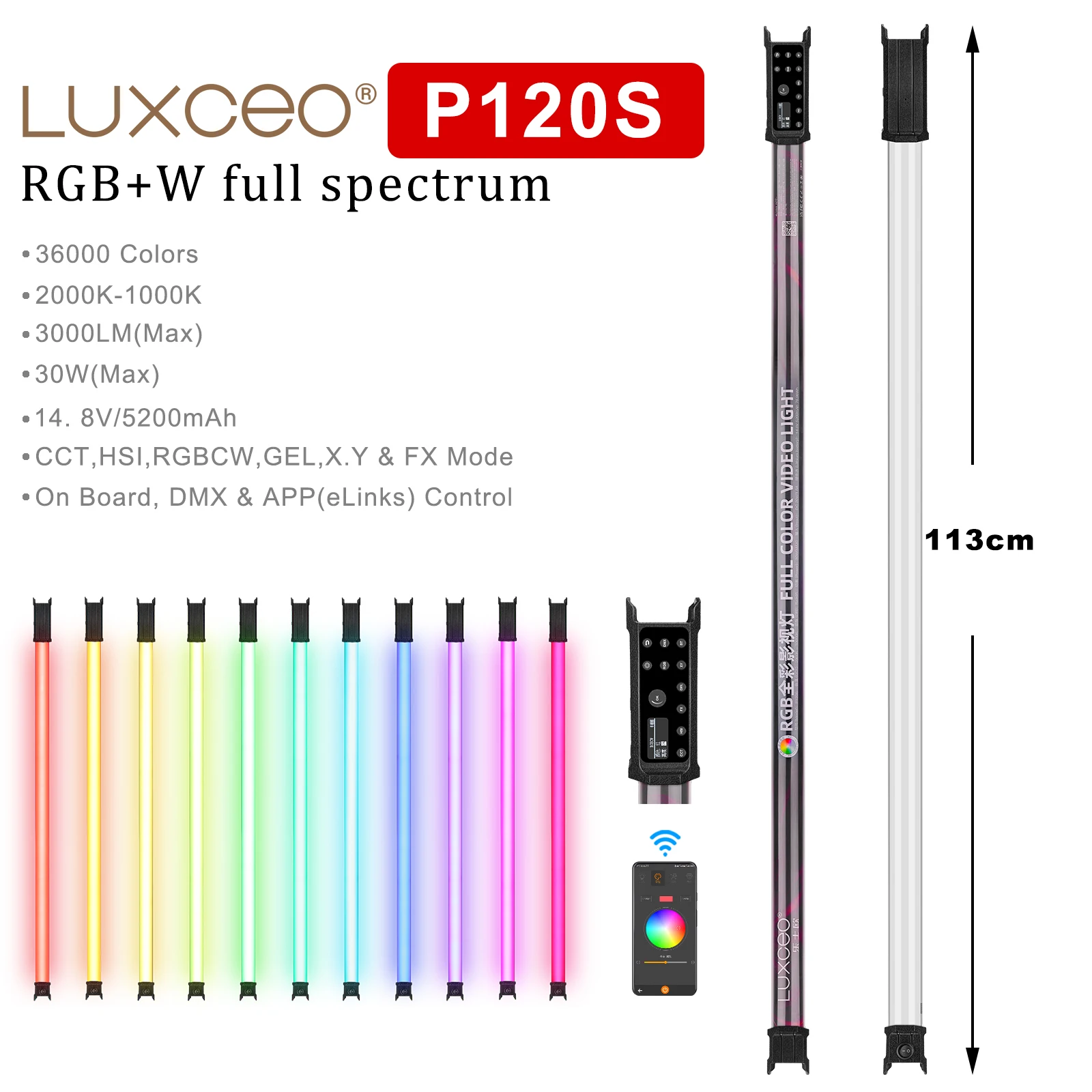 LUXCEO-30W-P120S-RGB-Video-Light-Wand-Built-in-Battery-3000LM ...