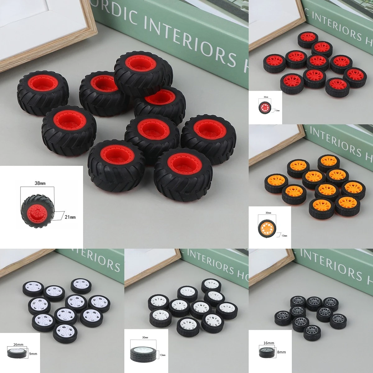 10PCS PC Toy Wheel Rubber Rim Tyres DIY Mini Technology 4WD Colorful ...