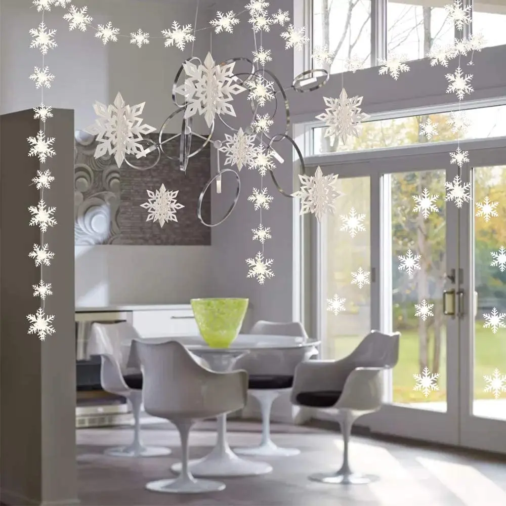 Let-it-Snow-Winter-Wonderland-Party-Navidad-Banner-Papel-Blanco-Copos ...