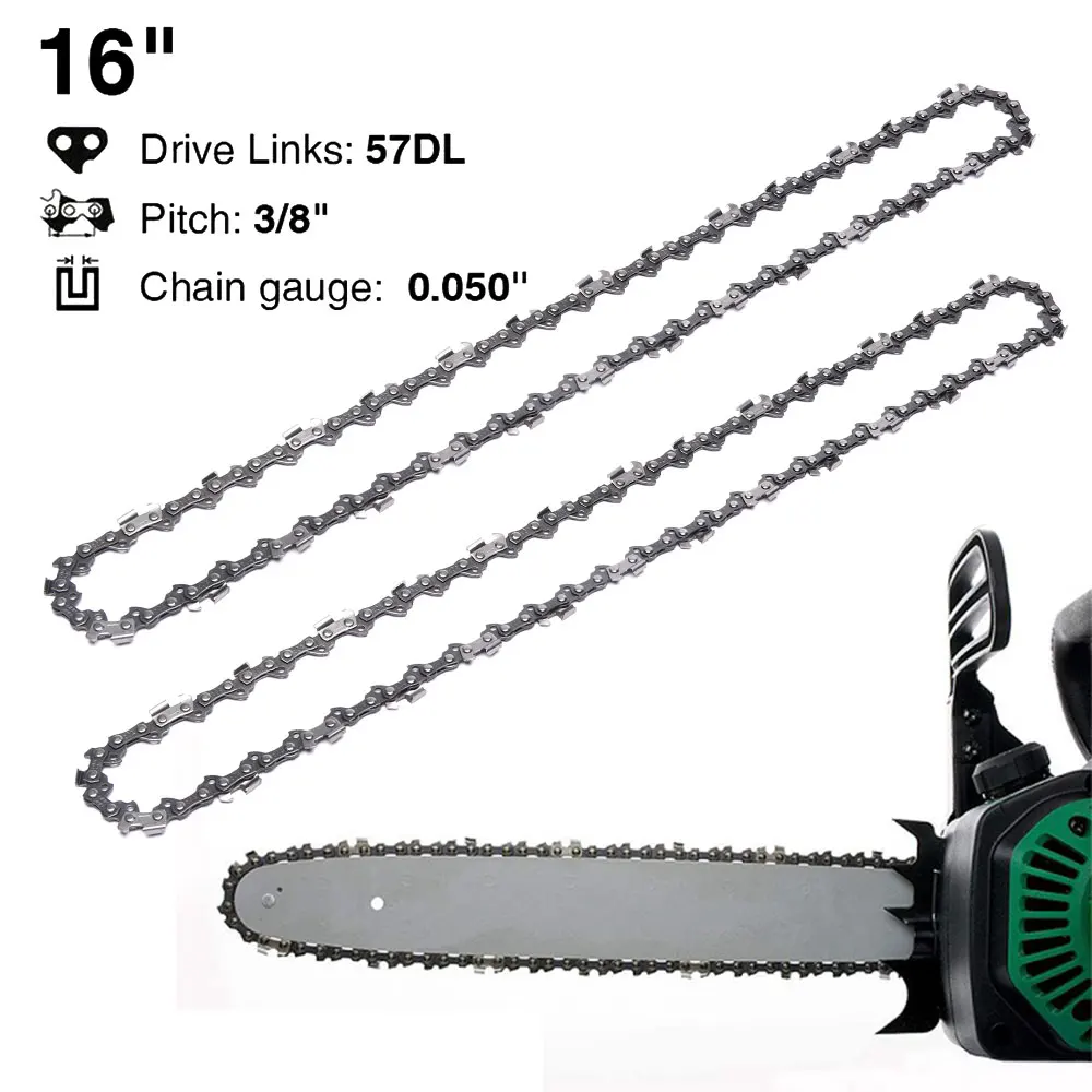 16 Inch Chainsaw Chain Bar Pitch 3/8" Blade Wood Cutting 57/56/55 Drive ...