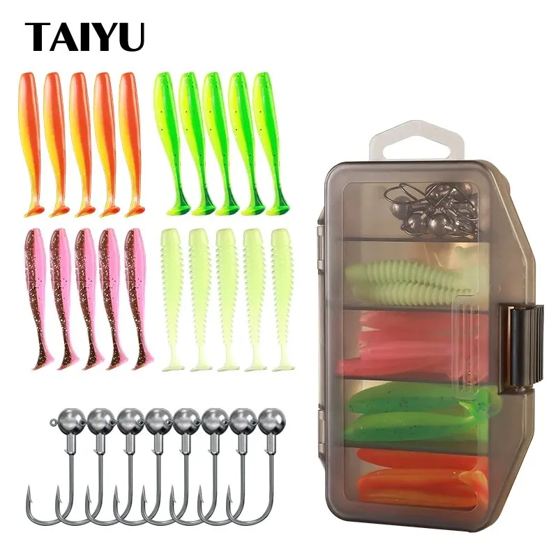 TAIYU-Soft-Fishing-Lures-Set-24pcs-Silicone-Bait-8pcs-Metal-Jig-Head ...