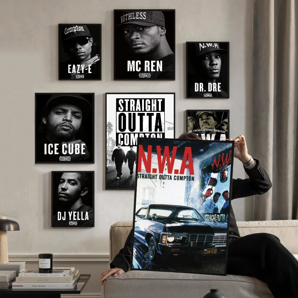 NWA-Straight-Outta-Compton-Classic-Vintage-Posters-Decoracion-Painting-Wall-Art-White-Kraft ...
